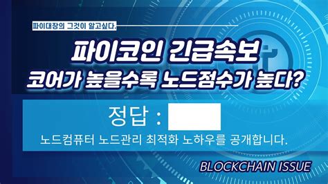 파이코인 긴급속보 코어수가 높을수록 노드점수가 높다 노드컴퓨터 호구잡히지 않는법과 파이노드시스템 노드관리 최적화노하우