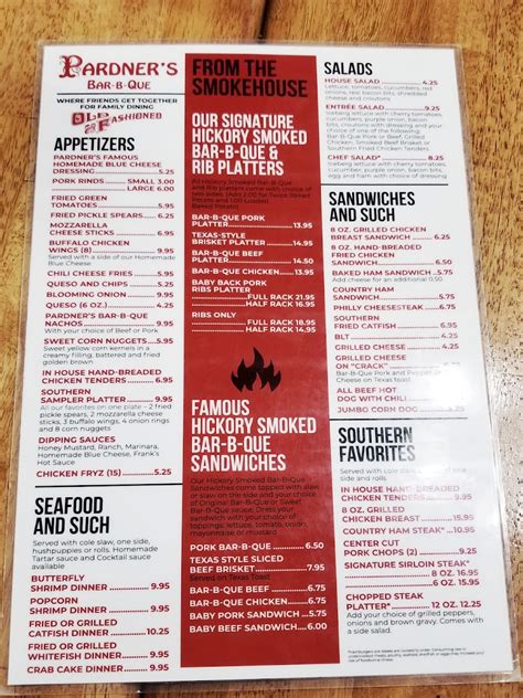 Pardners Bar B Que Menu Taste The Best Bbq In Piney Flats Tn