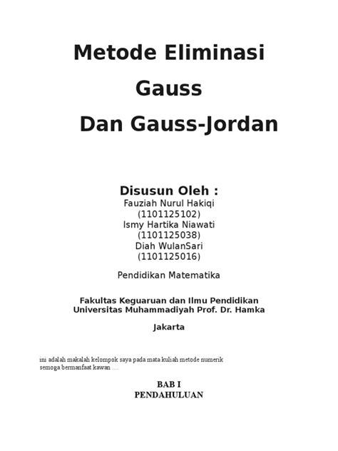 Metode Eliminasi Gauss