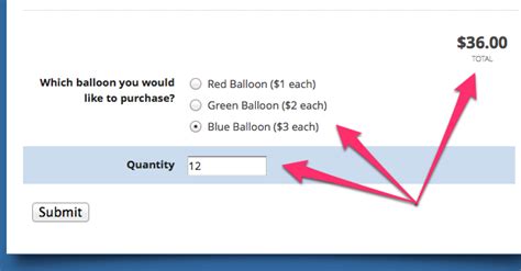 Price Calculation Using Quantity Field Html Form Builder Online Php Form Creator Machform