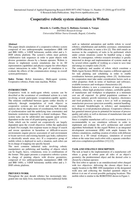 Pdf Cooperative Robotic System Simulation In Webots