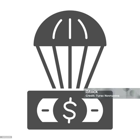달러와 풍선 솔리드 아이콘 금융 개념 흰색 배경에 공기 표지판에 무담보 통화 글리프 스타일의 미국 달러 지폐 아이콘열풍선 벡터