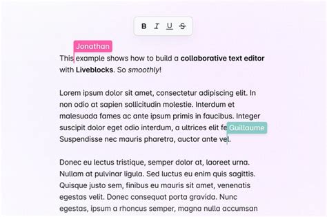 Collaborative Text Editor Liveblocks Example