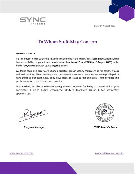 Recommendation Uiuxdesign Virtualinternship Syncinterns Syncintern