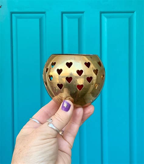 Free Shipping Vintage Stunning Set Of 3 Brass Orb Heart Cut Etsy