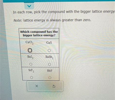 Solved In Each Row Pick The Compound With The Bigger