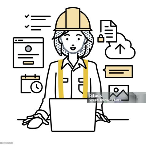 웹 사이트 검색 클라우드에서 파일 연구 공유 프로젝트 예약 관리 작업 구성 책상에서 팀과 의사 소통을 위해 랩톱 컴퓨터를 사용하여 건설 현장에서 일하는 여성 건축가에 대한