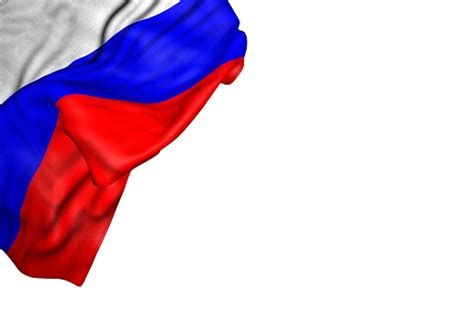 흰색에 고립 된 왼쪽 상단 모서리에 평평하게 누워 큰 주름멋진 러시아 국기 어떤 잔치 플래그 3d 그림 3차원 형태에 대한 스톡 사진 및 기타 이미지 Istock