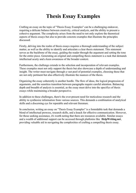Thesis Essay Examples Pdf