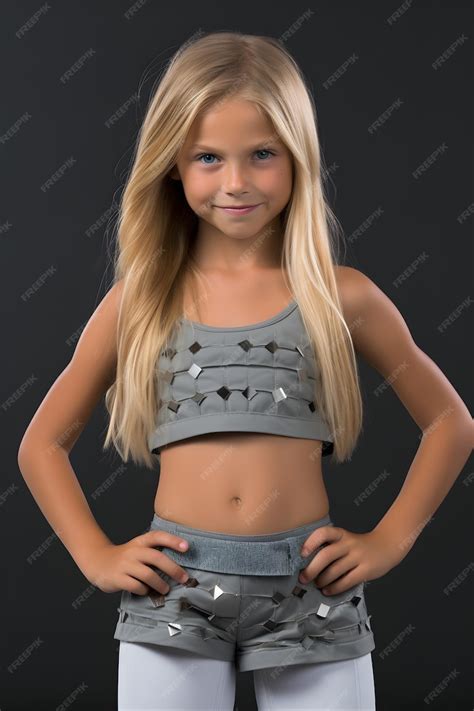 Girl Full Body Standing In Gymnastics Uniform Premium Ai Generated Image