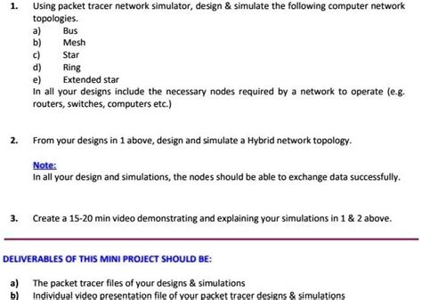 1 Using Packet Tracer Network Simulator Design Simulate The Following Computer Network