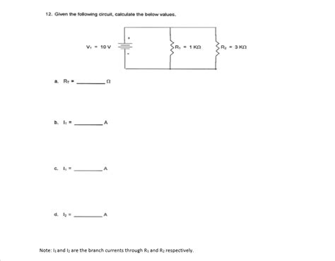 Solved Given The Following Circuit Calculate The Below Chegg Com