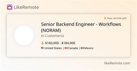 📩 Senior Backend Engineer Workflows Noram At 🏢 Customerio Salary 💰160000 184000 📍