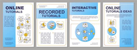 Online Tutorials Blue Brochure Template Educational Content Leaflet Design With Linear Icons