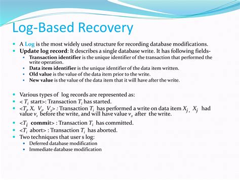 Log Based And Recovery With Concurrent Transaction Pptx Databases Computer Software And