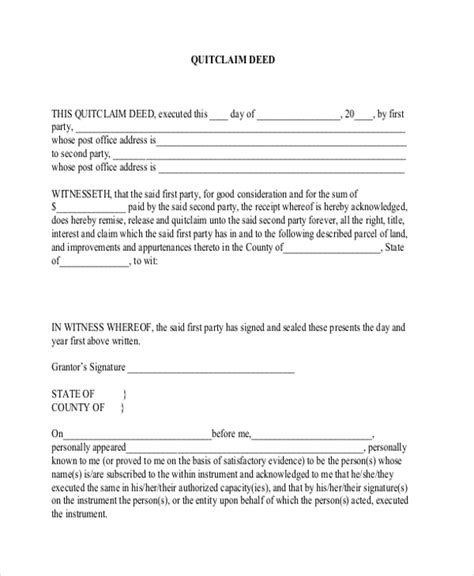 Quick Claim Deed Form Printable Printable Forms Free Online