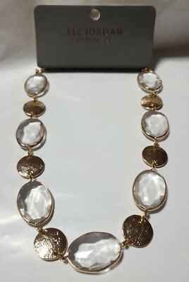 New Liz Jordan Gold And Crystal Look Statement Necklace Rrp 4999