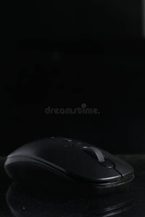 Black Computer Mouse On Black Background Stock Image Image Of White Button 266323009