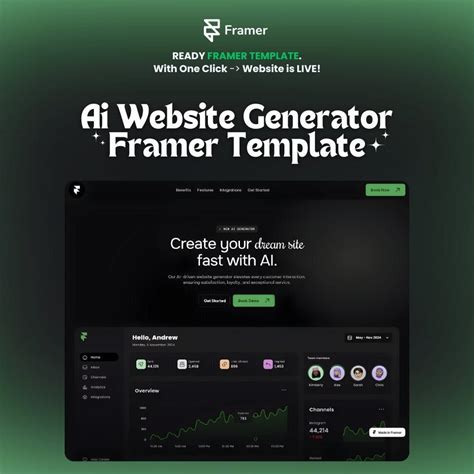 Modern Ai Website Generator Framer Template Responsive Landing Page Customizable Web Design