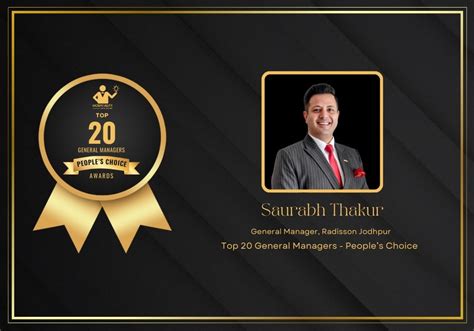 Saurabh Thakur Honored The General Manager Of Radisson Jodhpur With Top 20 General Manager