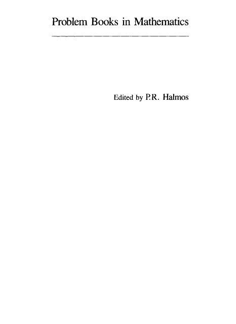 Problem Books In Mathematics