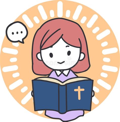 Girl Deep In Thought Over Bible Scriptures Art Stock Illustration