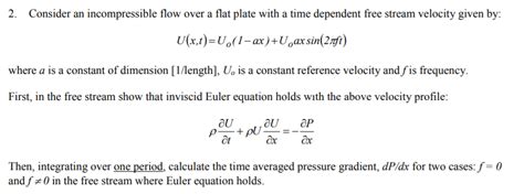 Solved Consider An Incompressible Flow Over A Flat Plate Chegg