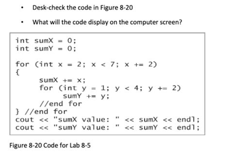 Solved Desk Check The Code In Figure 8 20 What Will The Code