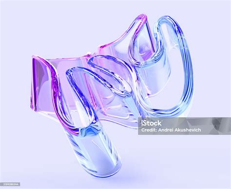 3d 추상 액체 유리 투명 리본 주름 및 주름 절연 렌더링 아이콘 빛의 굴절 크리스탈 무지개 물체 디자인 요소가 있는 홀로그램 그라데이션 파형 3차원 형태에 대한 스톡 사진