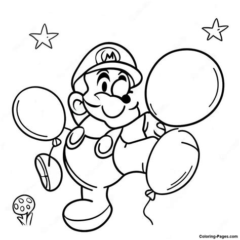 Mario Birthday Balloons Coloring Page Coloring