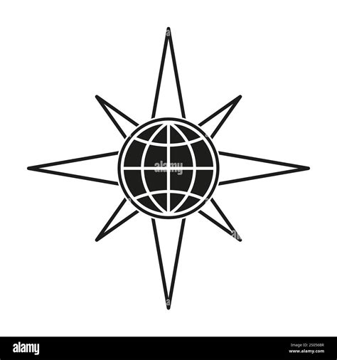 compass globe icon navigation star symbol global direction vector
