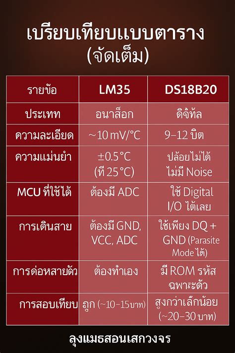 สุเมธ เทคนิคการออกแบบวงจรอิเล็กทรอนิกส์ตอนที่126 Lm35 มันไม่ดีตรงไหน ทำไมต้องใช้ Ds18b20 แทน