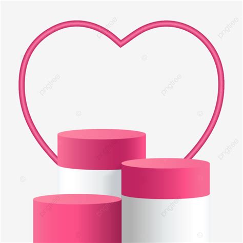 심장 모양 기호 배경으로 현실적인 분홍색과 흰색 3d 실린더 발렌타인 데이 받침대 연단 발렌타인 마음 3d 연단 Png 일러스트 및 벡터 에 대한 무료 다운로드