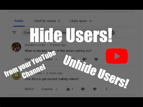 How To Hide And Unhide Users From Your Youtube Channel YouTube