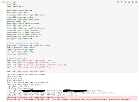 Glue Interactive Python Jupyter Notebook Sessions Aws Repost