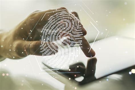 Premium Photo Multi Exposure Of Abstract Graphic Fingerprint Sketch And Hand Working With A