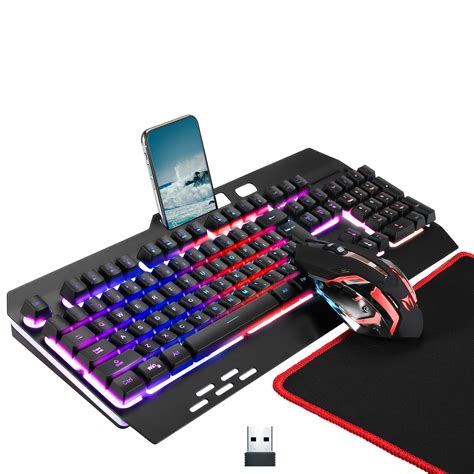 Wireless Rgb Backlit Gaming Keyboard And Mouse Rechargeable Long Battery Life Metal Panel