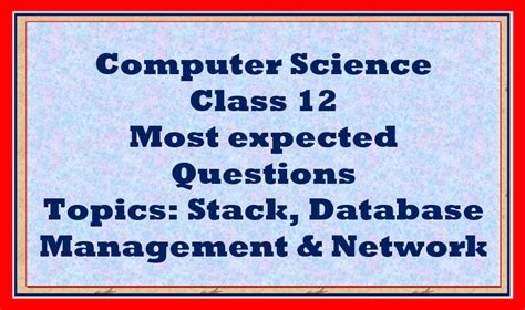 100 Important Most Expected Questions Computer Science Class 12