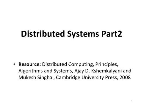 Distributed Systems Part 2 Resource Distributed Computing Principles