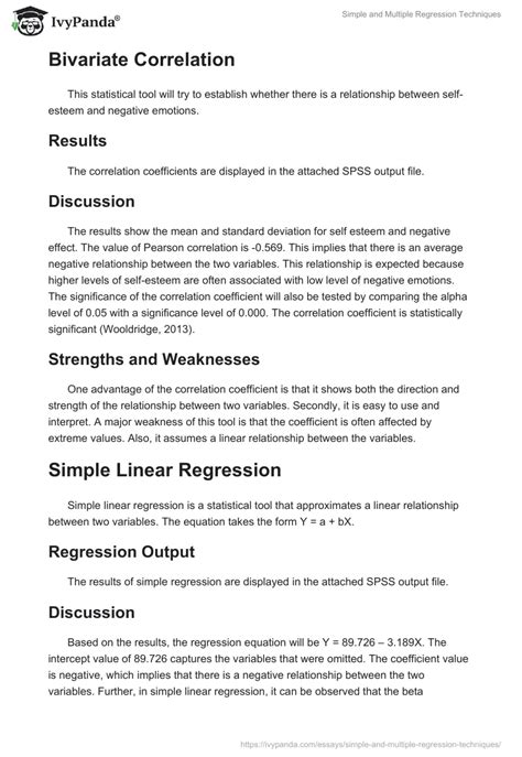 Simple And Multiple Regression Techniques 1197 Words Assessment Example