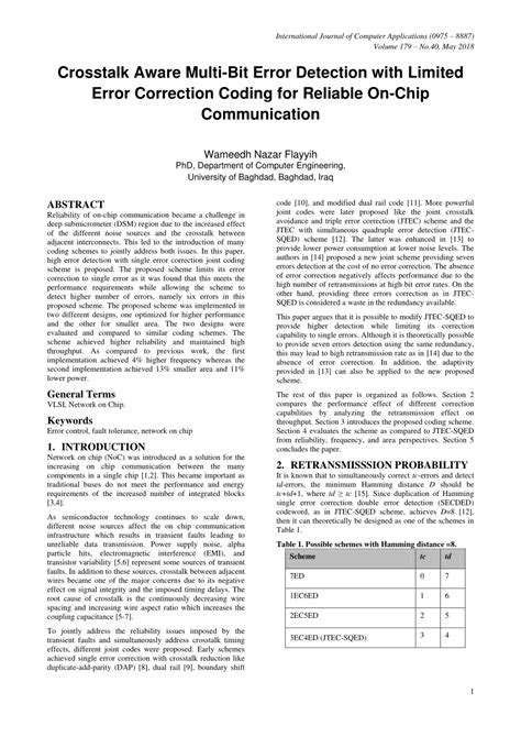 pdf crosstalk aware multi bit error detection with limited error