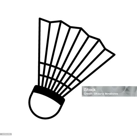 흰색 배경에 고립 된 배드민턴 블랙 아이콘 셔틀 콕 배드민턴 기호입니다 트렌디 한 라인 디자인 그래픽 픽토그램 벡터 그림입니다 검은색에 대한 스톡 벡터 아트 및 기타 이미지