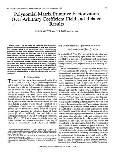Polynomial Matrix Factorization Algorithm Pdf Factorization