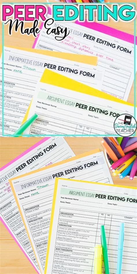 Peer Editing Checklist 3 Peer Review Checklists And Forms Print