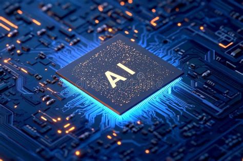 Ai Chip Technology Advancing Artificial Intelligence In Modern Circuitry Stock Illustration
