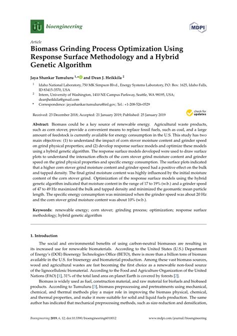 Pdf Biomass Grinding Process Optimization Using Response Surface Methodology And A Hybrid