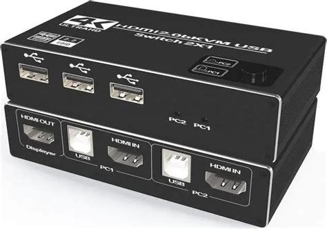 LUOM K HDMI USB KVM Switch In Out HD Switch USB Keyboard Mouse Sharing USB Port Device