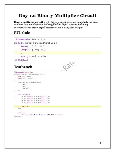 Binary Multiplier Circuit Pdf