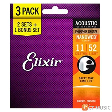 Elixir Strings Acoustic Guitar Strings Phosphor Bronze With Nanoweb