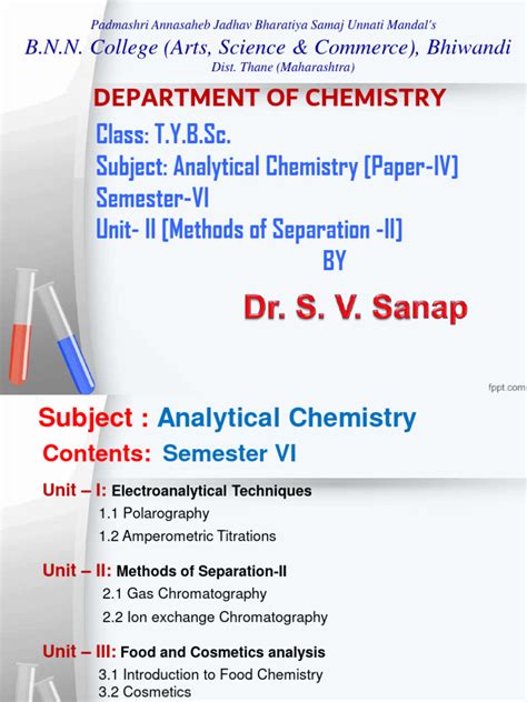 Gas Chromatography And Ion Exchage Chromatography Sem Vi U Ii Pdf Salt Chemistry Ion